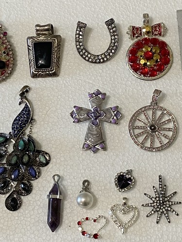 Lot Of 22 Assorted Pendants Rhinestone Heart Silver Gold Tone Charms Crafts | eBay