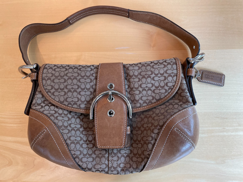 Coach 6818 Vintage Soho British Tan Leather & Signature C Canvas Bag ...