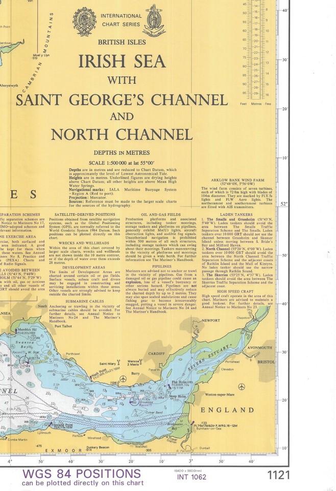 1121 Irish Sea Saint Georges Channel North Channel Chart Map Maritime ...
