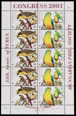 AUSTRALIA 2001 Birds 50c sheetlet Congress 2001 Turul. MNH **. Retail ...