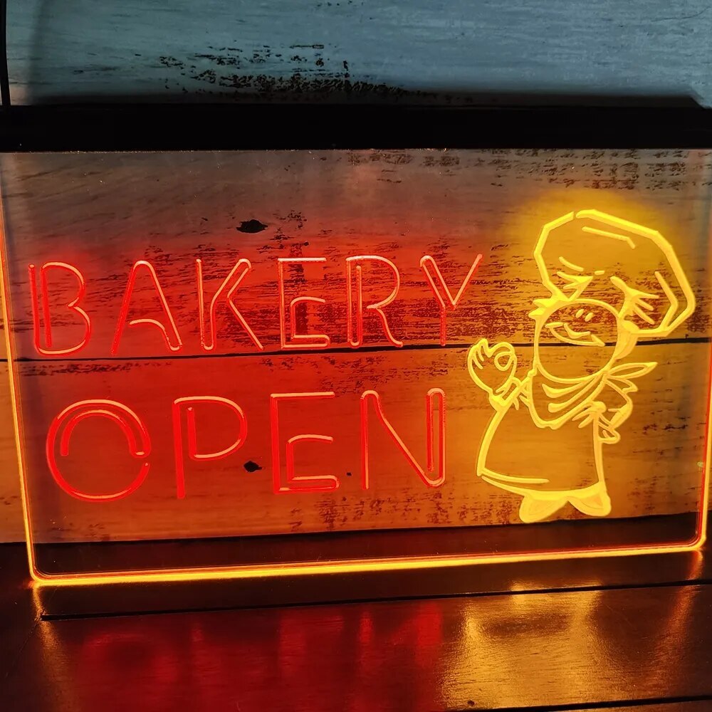 Bakery Open Bake Shop LED Neon Light Sign Business Display Wall Art ...