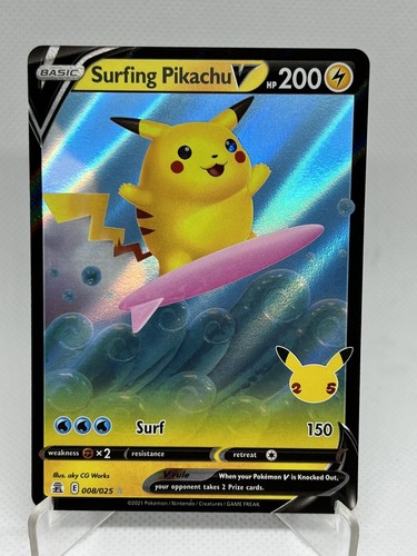 Surfing Pikachu V - 008/025 Ultra Rare Celebrations NM Pokemon TCG | eBay