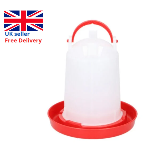 6 Litre Drinker Chicken Poultry Bird Quail Hen Turkey Red Water Refill ...