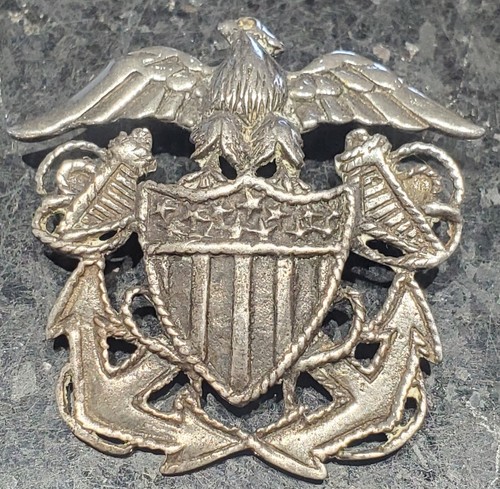 WWII Sterling Silver US Navy Eagle Wings Shield Anchors Pin 1 10/16" | eBay