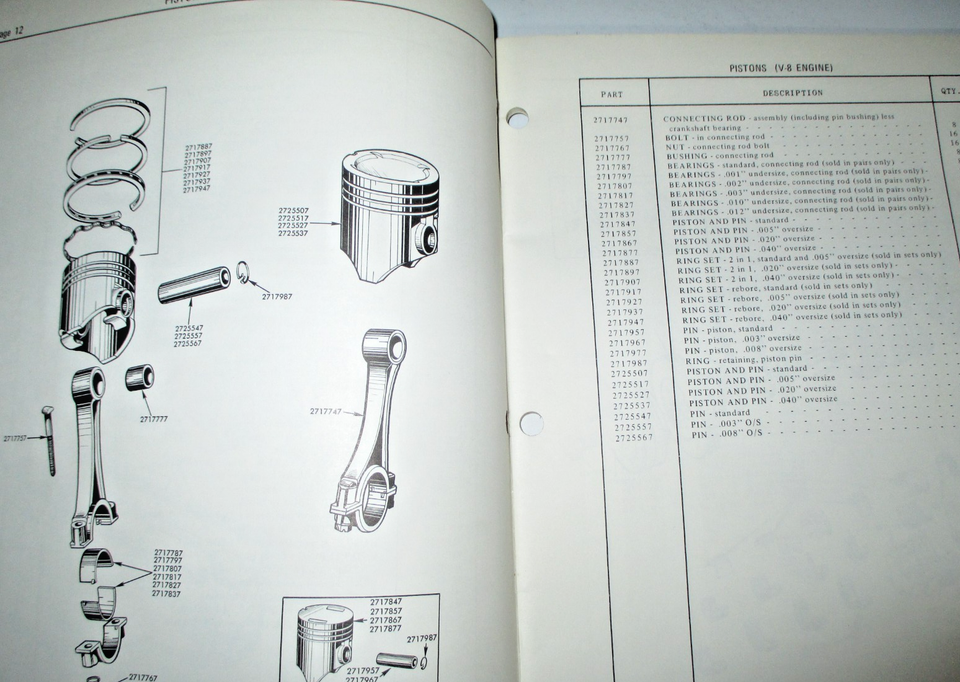 Oliver V-8 Chrysler 318 Engine Parts Catalog Manual (fits 545 Combine ...