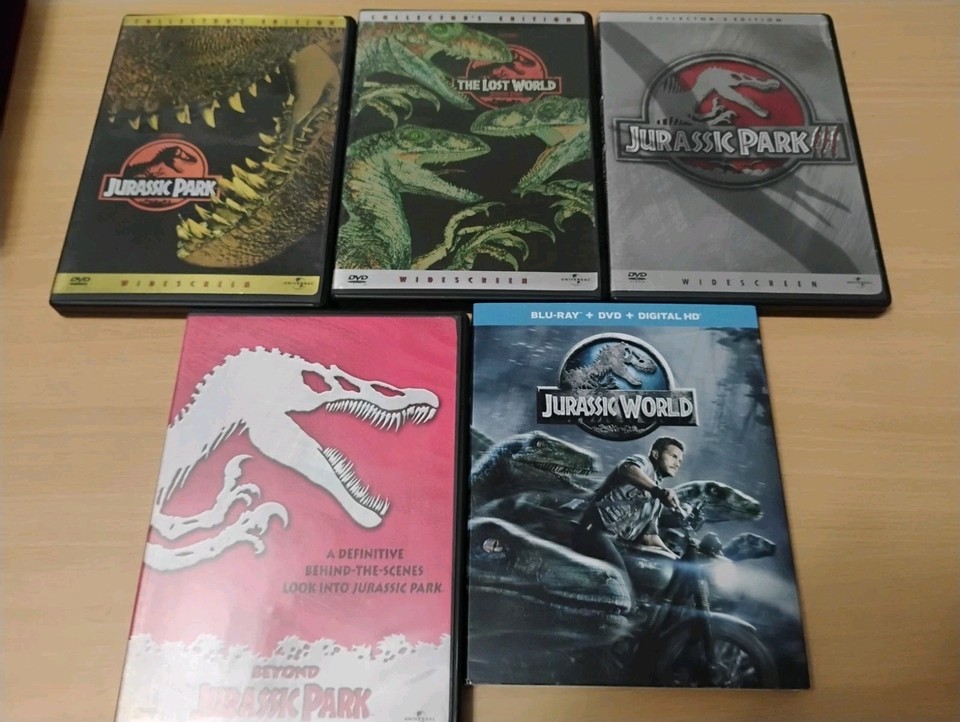 Jurassic Park & Jurassic World 5-Movie Collection Lot (DVD + Blu-Ray ...