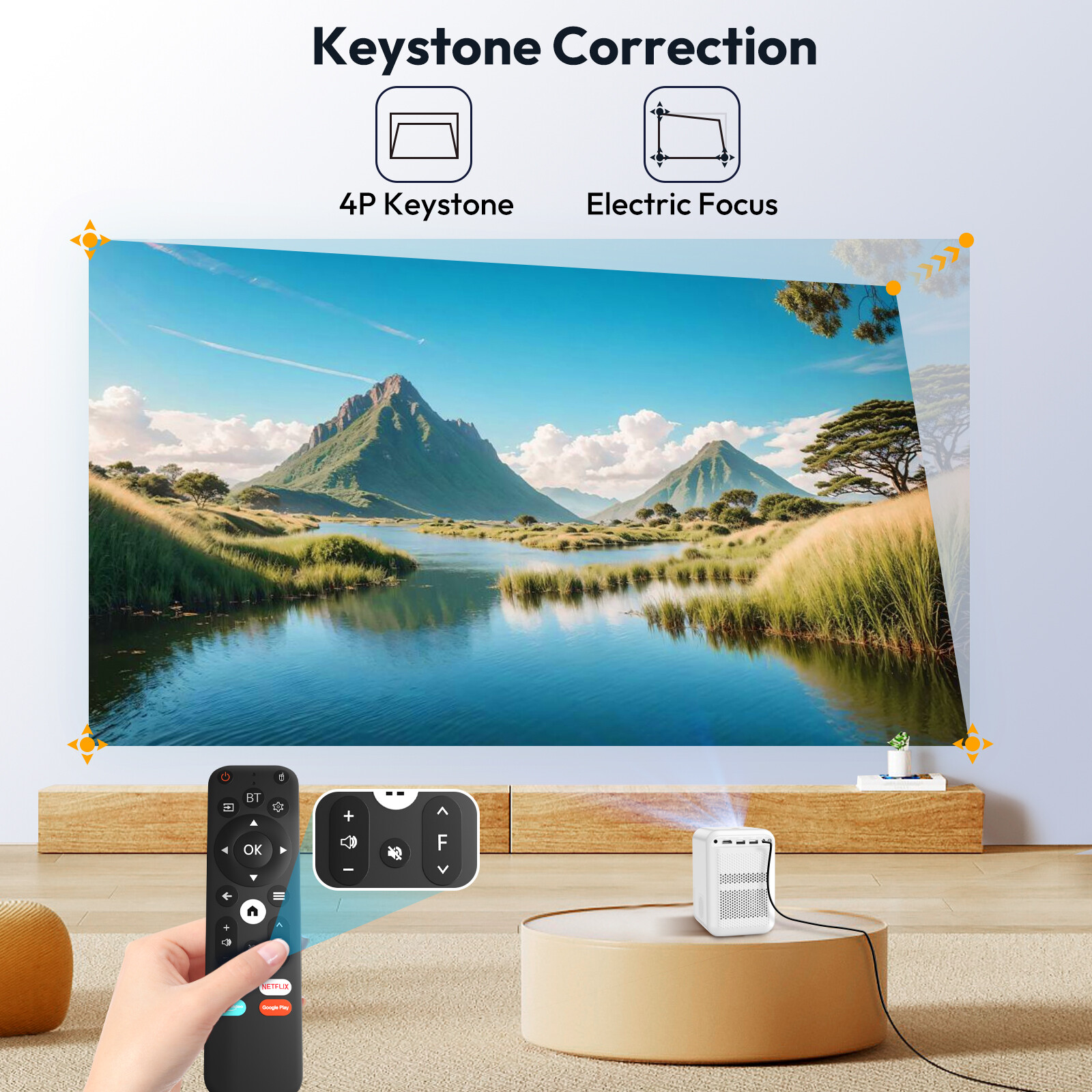 Smart Android Projector 4K UHD Portable WiFi Home Cinema Theater ...