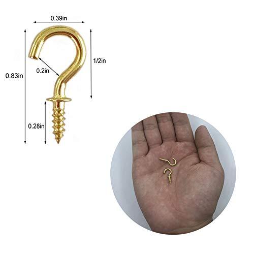 Small Brass Ceiling Hooks 1/2'' Screwin Light Hooks Gold Hanging Cup ...