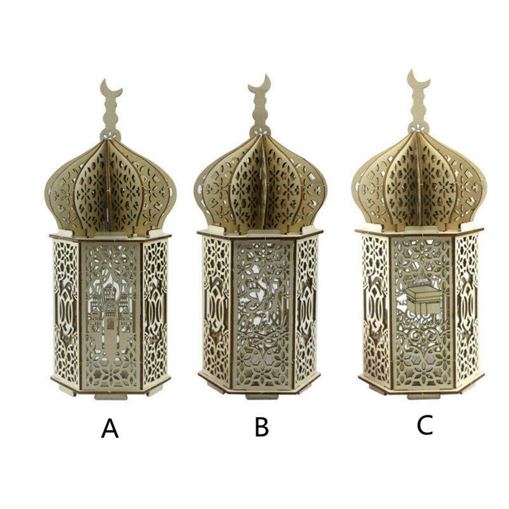 Eid Mubarak Muslim LED Night Light Ramadan Lamp Decor Lights Wooden ...