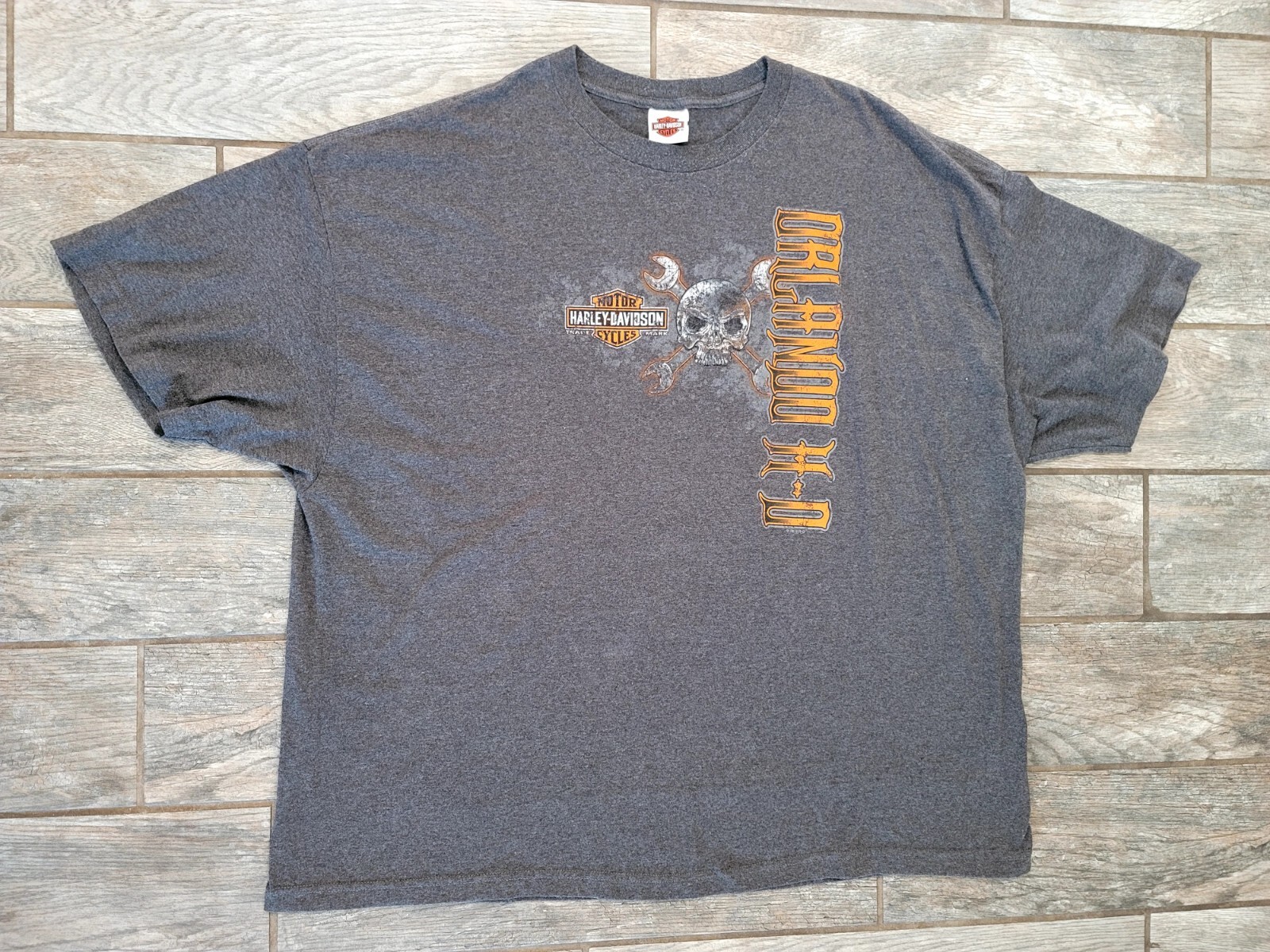 Harley Davidson Orlando MD Skull Print Grunge Biker Metal Retro Sz5XL ...