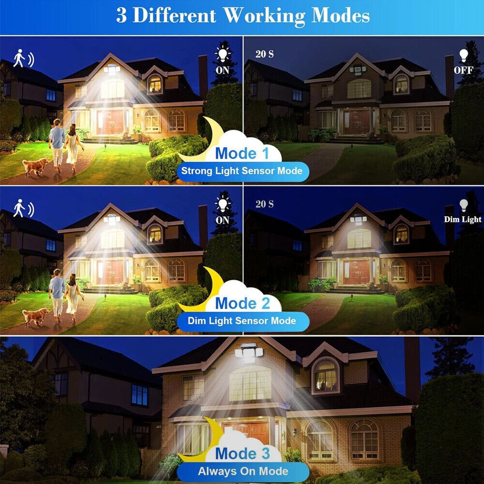 3200LM 333 LED Solar Lights Outdoor Waterproof Motion Sensor Security ...