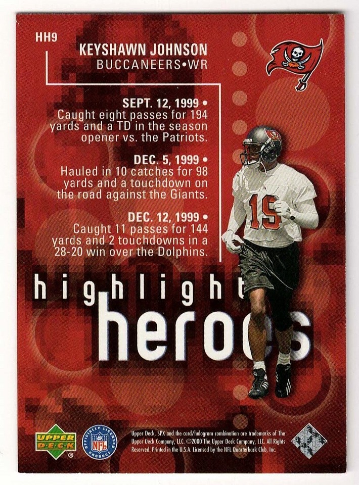 2000 SPx Highlight Heroes #HH9 Keyshawn Johnson Tampa Bay Buccaneers ...