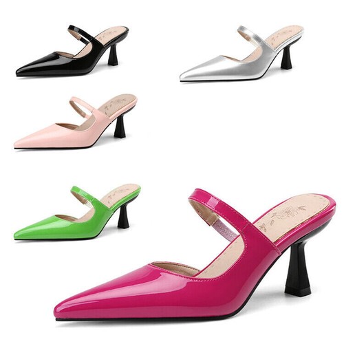 Womens High Heels Pointed Toe Slingbacks Sandals Slip On OL Court Shoes ...