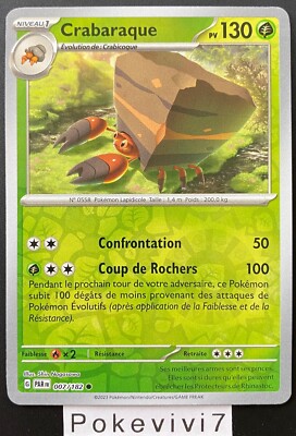 Carte Pokemon CRABARAQUE 007/182 REVERSE EV4 Ecarlate et Violet PAR FR ...