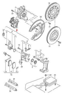 Genuine AUDI A8 Brake Caliper Housing With Servomotor Right 4H0615404 ...