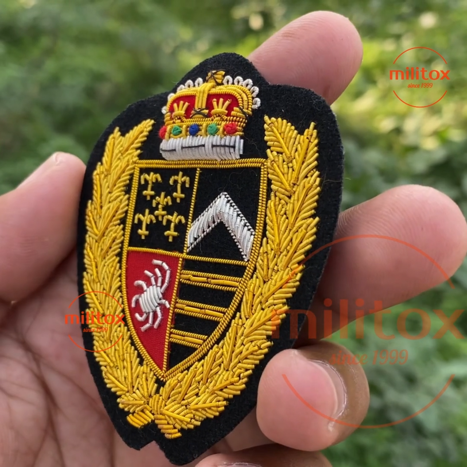 Vintage Style Hand Embroidered Bullion Wire Crest, Blazer Badge, Sew On ...