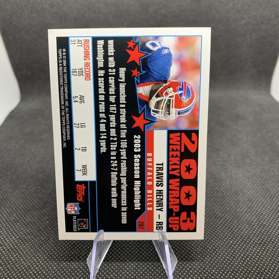 2004 Topps Football Travis Henry Buffalo Bills 2003 Weekly Wrap-Up #297 ...