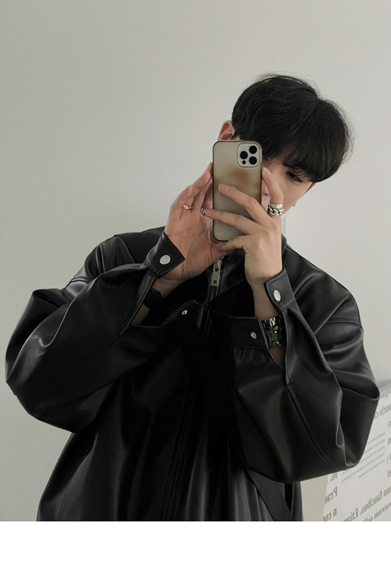 2023 New Men Spring Autumn Cool Black Light Pu Leather Jacket Men ...