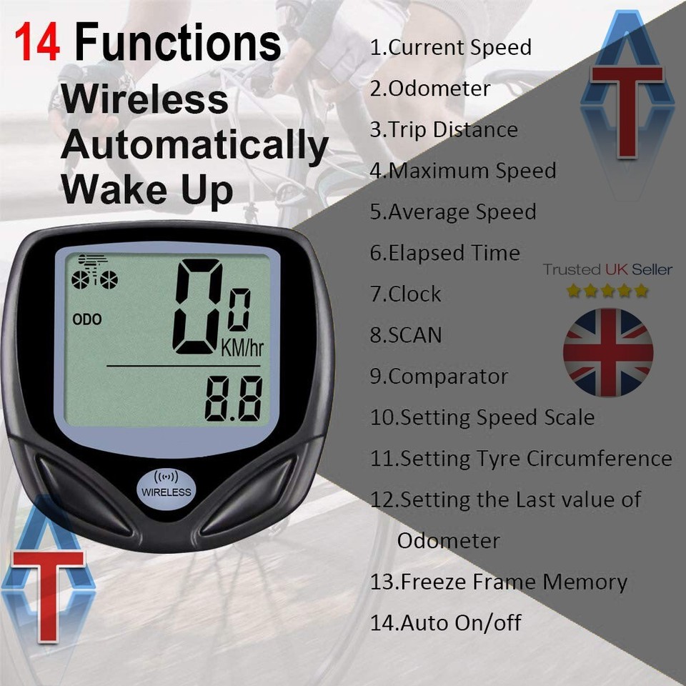 2PCS WIRELESS LCD BIKE COMPUTER SPEEDO ODOMETER WATERPROOF SPEEDOMETER ...