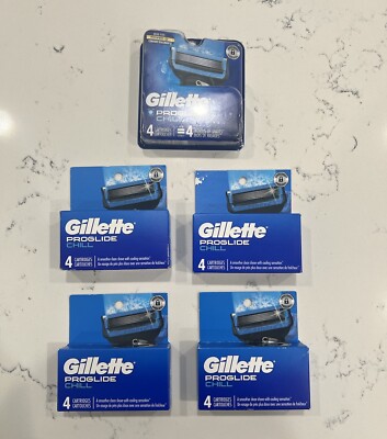 5 packs of 4 NEW GILLETTE PROGLIDE CHILL REFILL RAZOR BLADES 20 blades ...