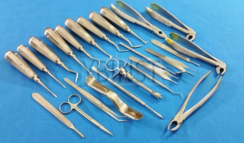 23 PC BASIC ORAL DENTAL SURGERY EXTRACTION ELEVATORS FORCEPS ...