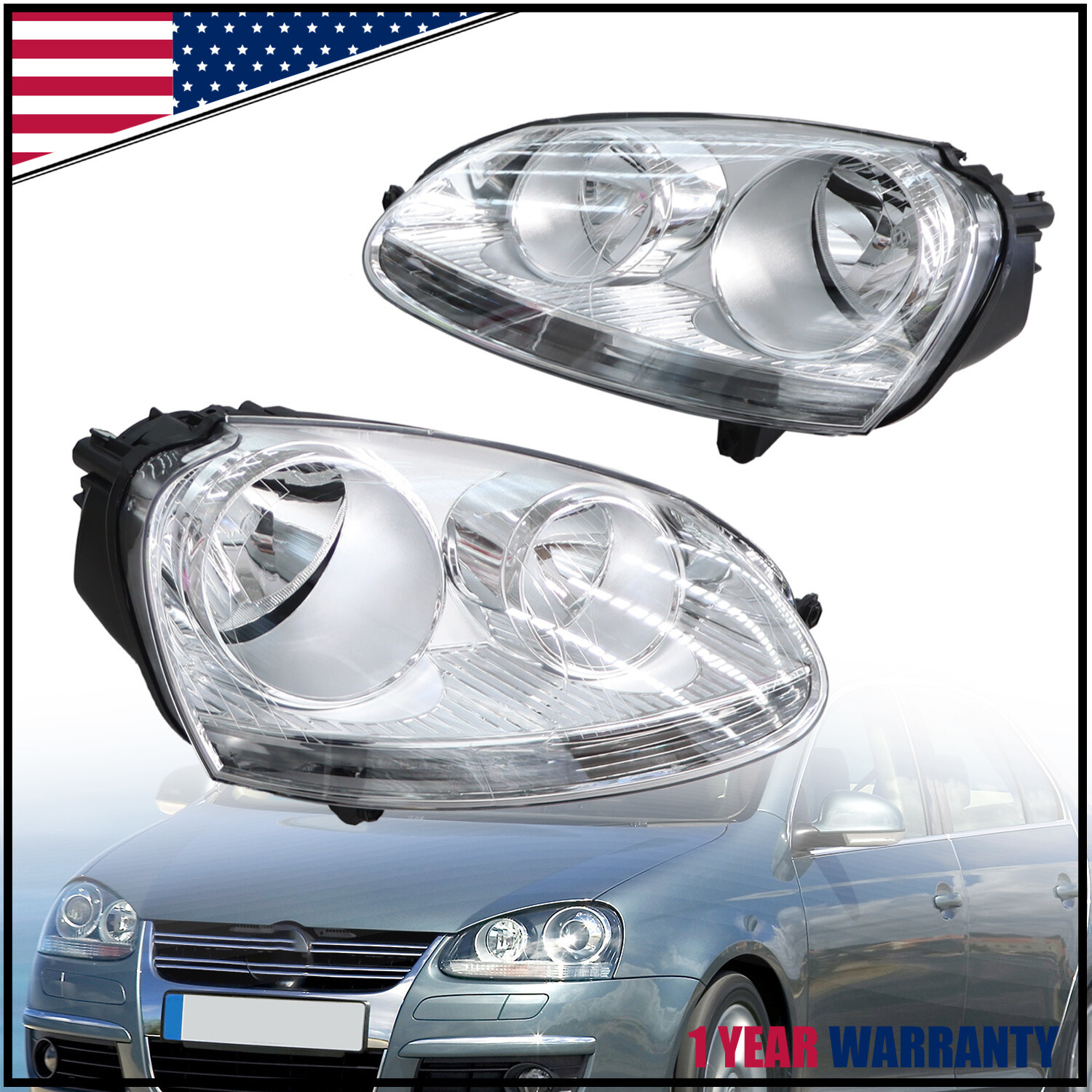 For 2006 2007-2009 Volkswagen Jetta/Rabbit Headlights Headlamps Left ...