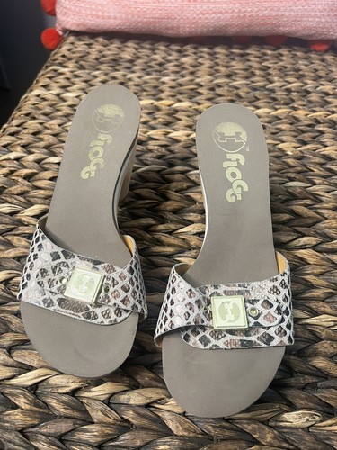 FLOGG Famous Platform Open Toe Light Weight Stud Clog Faux Wood Heels ...