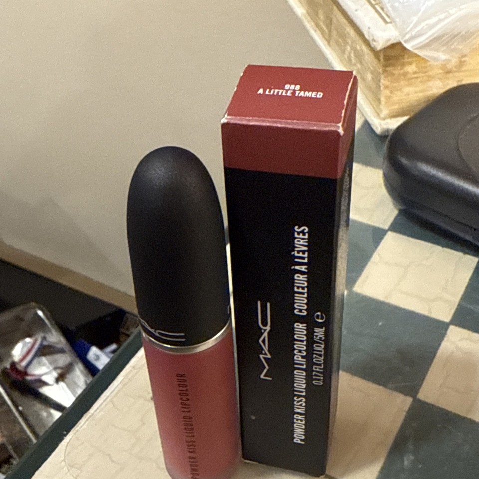 MAC POWDER KISS LIQUID LIPCOLOUR # 988 A LITTLE TAMED New In Box! | eBay