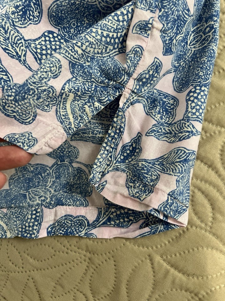 Victoria Secret Pink Blue Floral PJ Shirt Full Button Pocket Medium | eBay