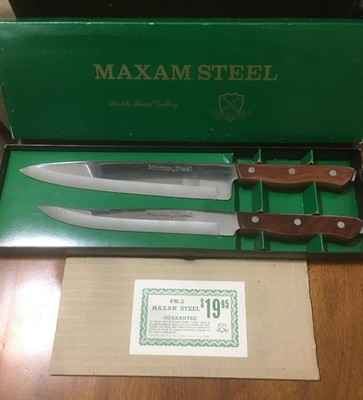 Vintage MAXAM Knife Set Stainless Full Tang Stainless Steel with Box | eBay