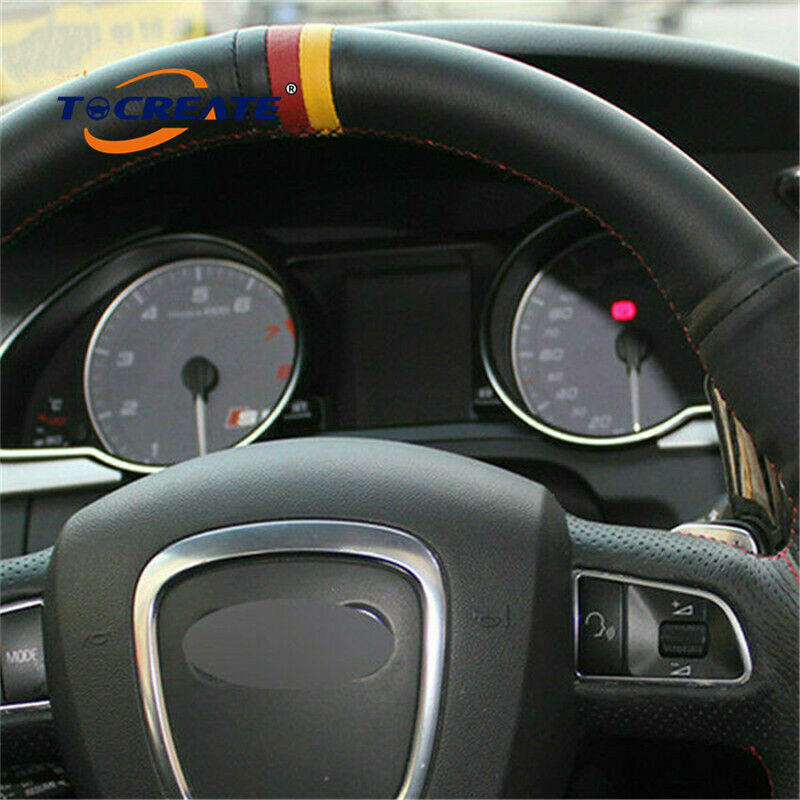 DIY Suede Leather Steering Wheel Cover for Audi A3 A4 A5 A8 Q7 S4 S5 S6 ...