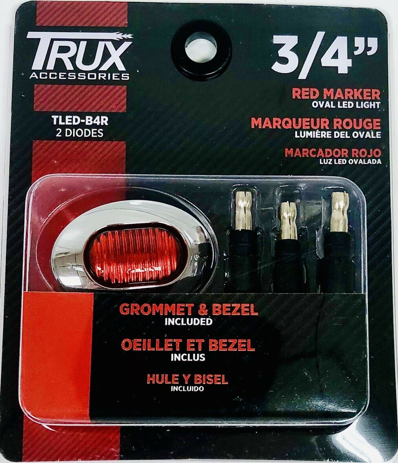 Trux TLED-B4R Marker Light Mini Button Oval Red Led 3 Wire for sale ...