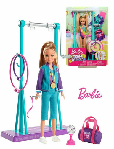 Barbie Team Stacie Doll and Gymnastics Playset with Spinning Bar and ...