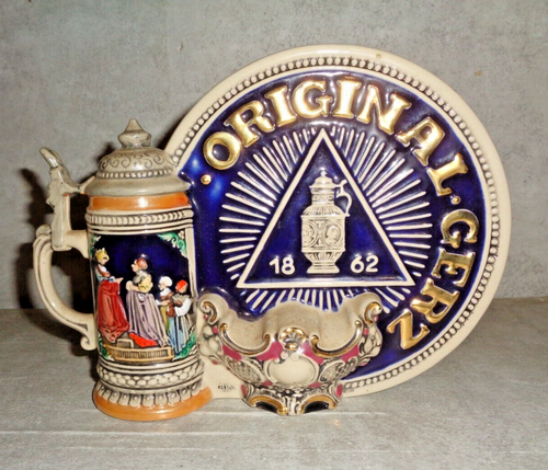 Vtg. Gerz Beer Steins 1862 - Ceramic Advertising Figurine Store Display ...