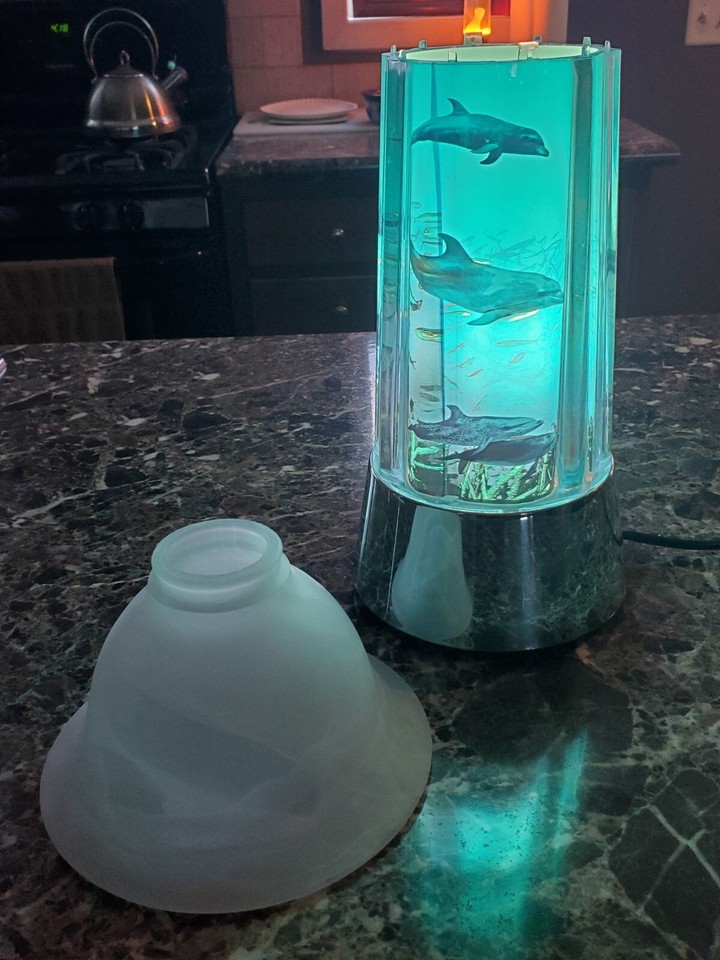 VINTAGE 1994 TANAKA ROTATING DOLPHIN MOTION LAMP NIGHT LIGHT (ONLY ONE ...