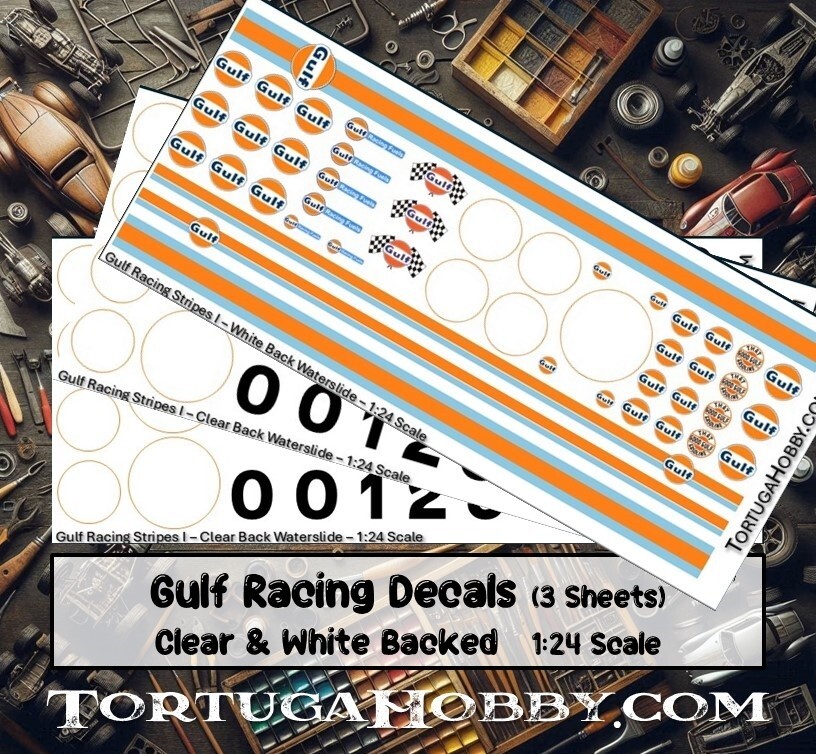 Gulf Racing Decals - 1:10 / 1:18 / 1:24 Scale - Waterslide Decals | eBay