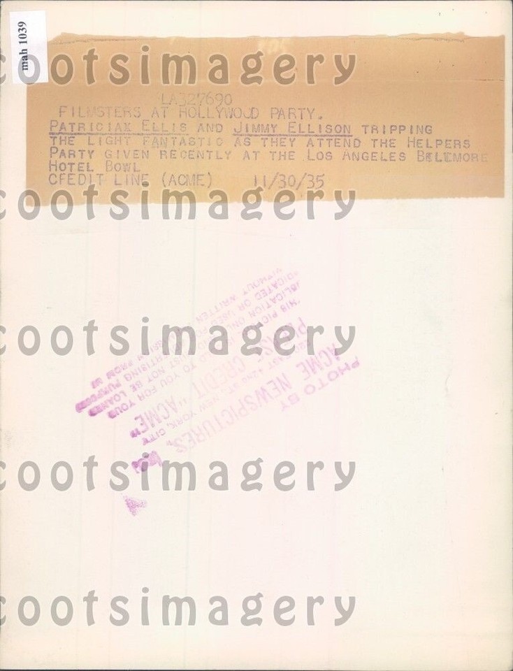 1935 Actors Patricia Ellis & Jimmy Ellison Dance at Helpers Party Press ...