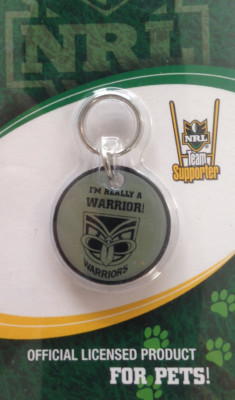 New NRL Warriors DOG PUPPY CAT KITTEN PET ID TAG OR KEY RING BNIP ...