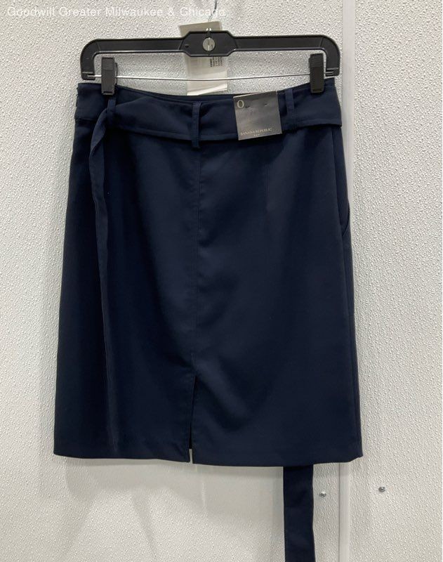 Banana Republic Women's Navy Solid Belted Straight Pencil Skirt Size 0 ...