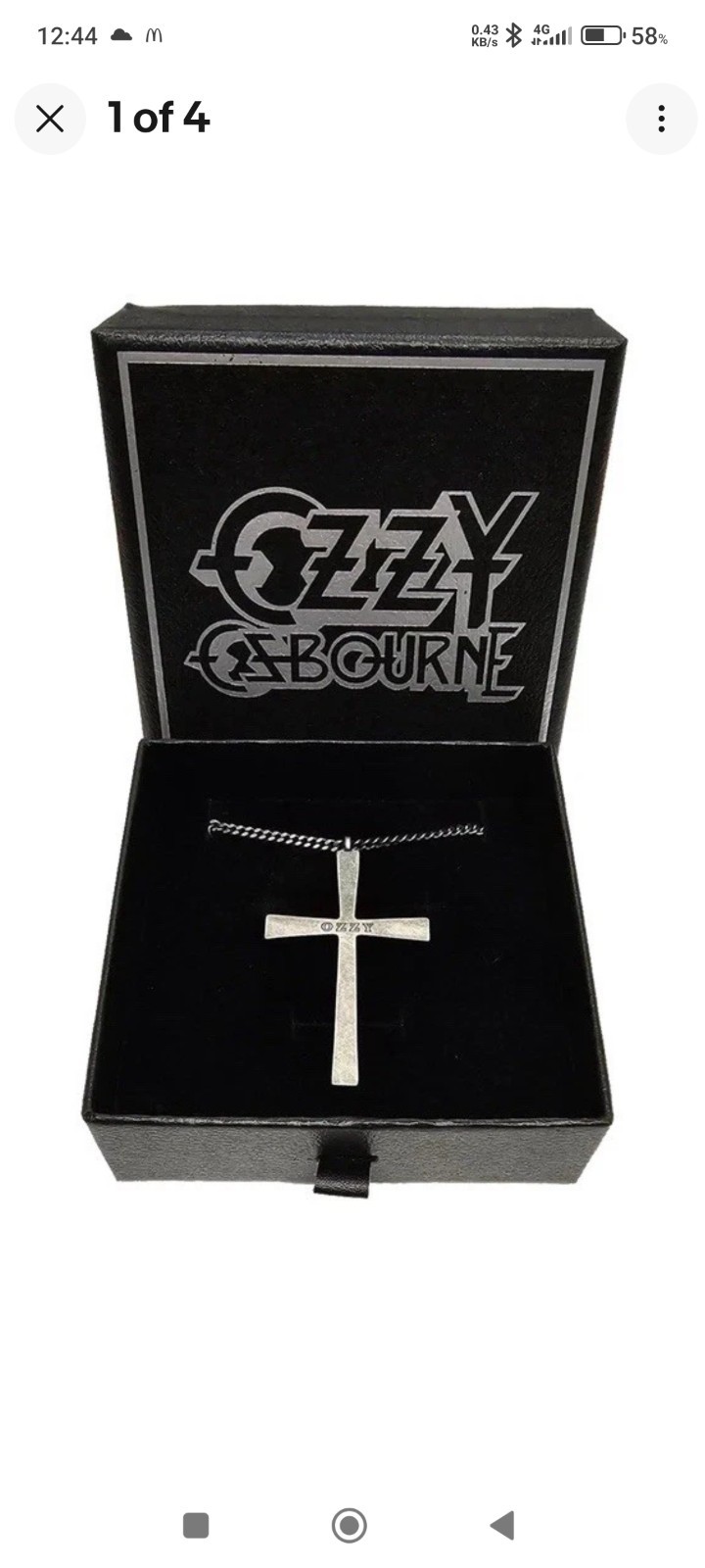 BLACK SABBATH OZZY OSBOURNE Stirling Silver Cross and Chain BOXED ...