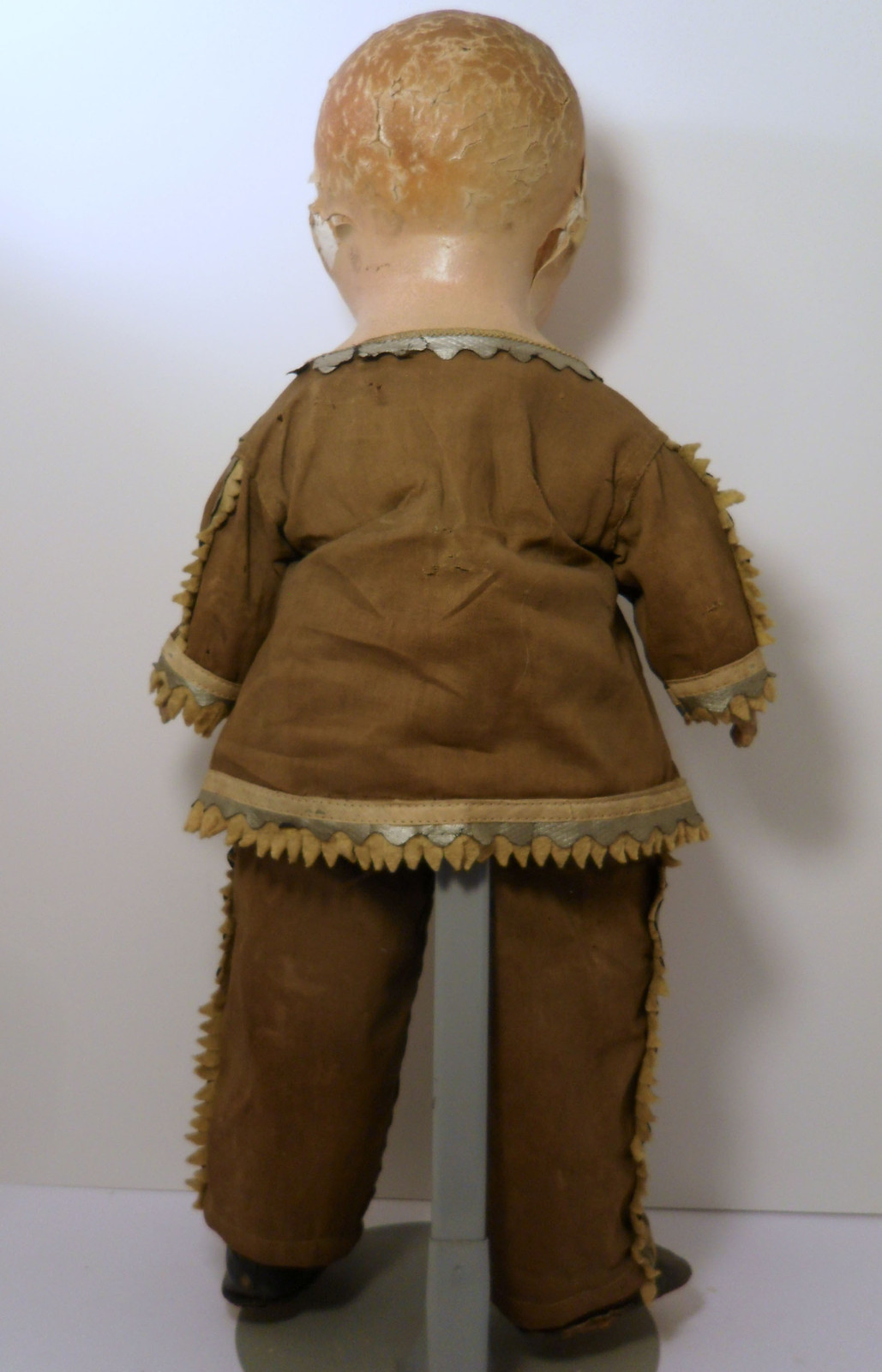 23" ANTIQUE PAPER MACHE COMPOSITION SHOULDER HEAD DOLL- NATIVE AMERICAN ...