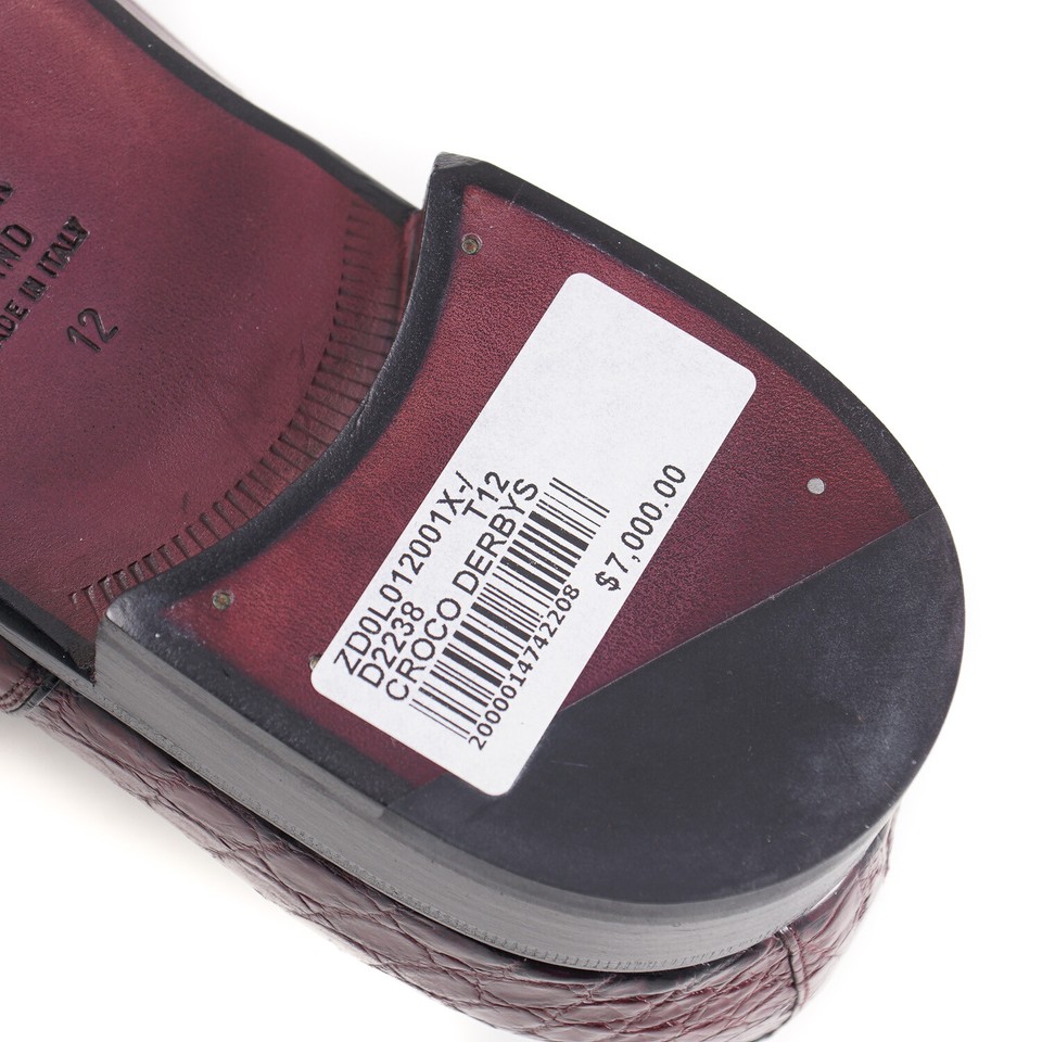 Zilli Burgundy Genuine Crocodile Leather Derby US 13 (Eu 46) Dress ...