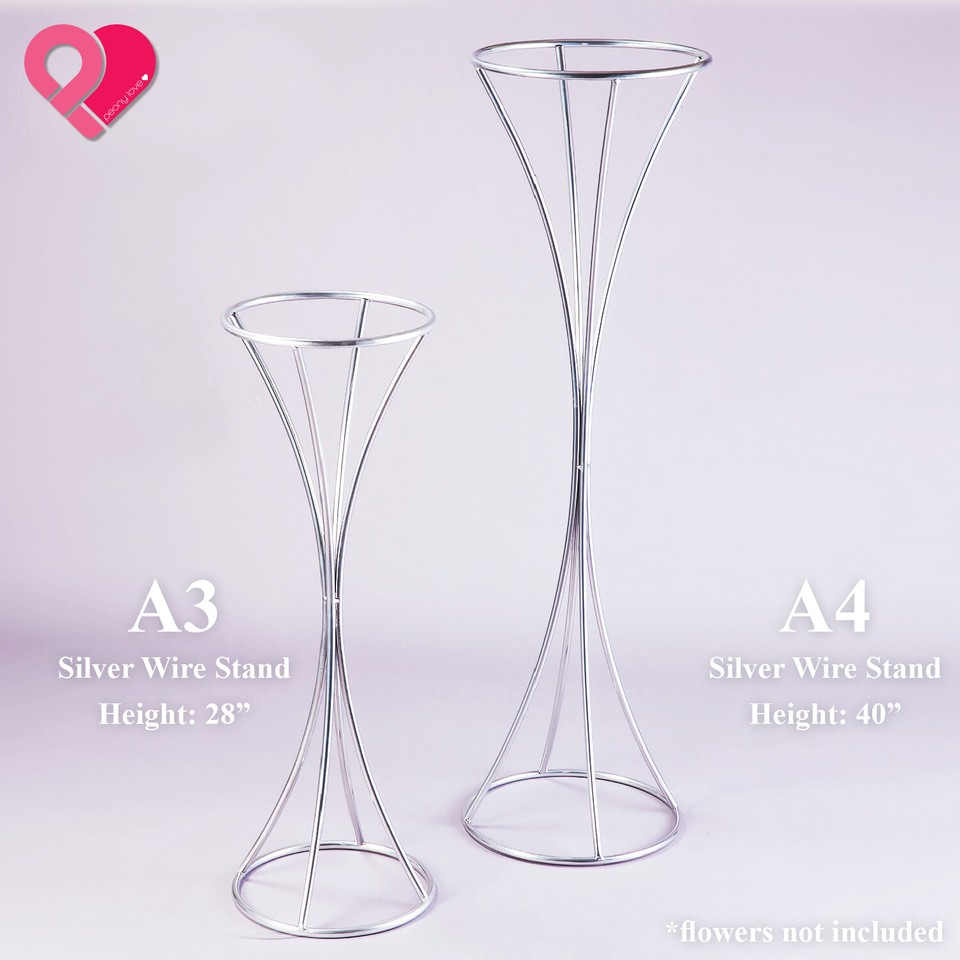 Metal Wire Flower Centerpiece Stand Vase Pillar Wedding Clear PVC ...