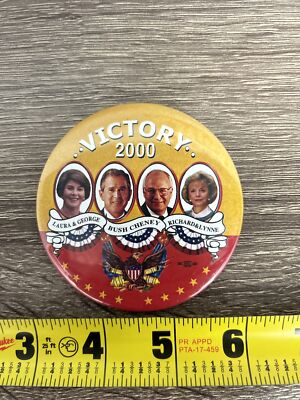 Vintage 2000 Victory Bush & Cheney Presidential Campaign pinback button ...