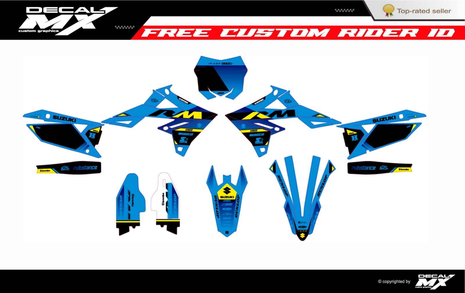 Fits Suzuki RMZ 250 2019 to 2024 RMZ450 2018 to 2024 graphic kit decals ...