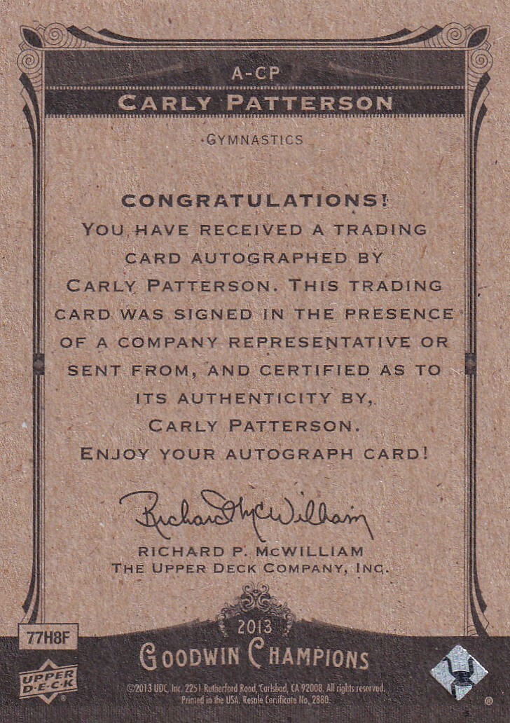 2013 Goodwin Champions Cathy Patterson Autograph auto USA Olympic Team ...