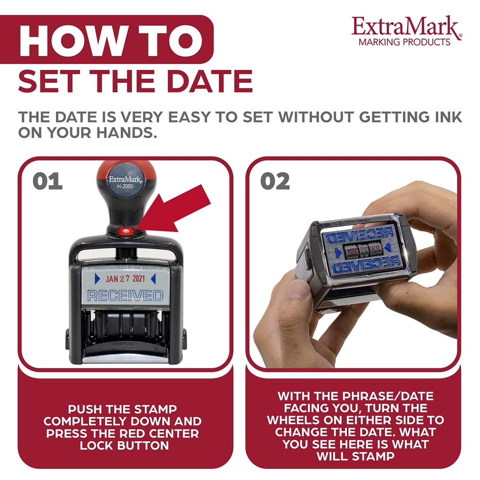 Heavy Duty Office Date Stamp with Paid - Self Inking Dater - B - Blue ...