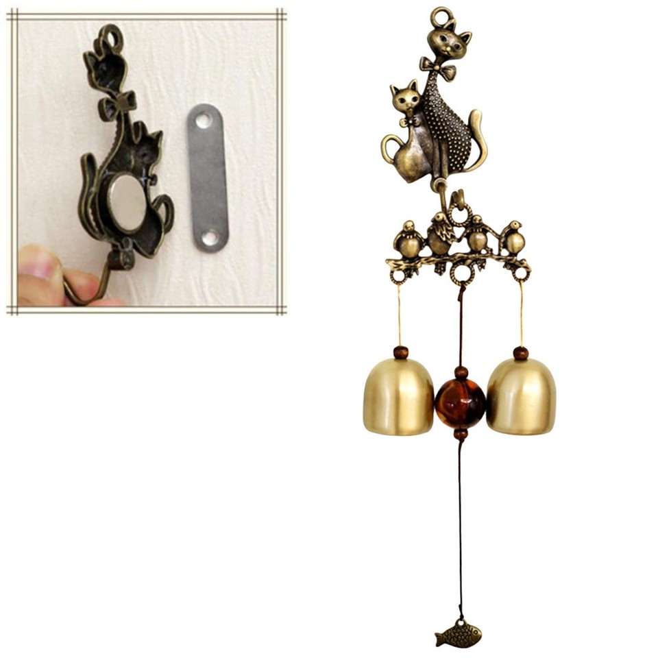 1PC Cartoon Cats Wind Chimes Retro Copper Wind Chime Wall Hanging ...