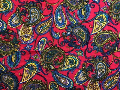 3.75 Yards Multi-Color Paisley Cotton Fabric; Vtg Far Eastern Textiles ...