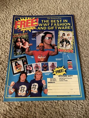 1989 WWF Merchandise Print Ad Shirt Poster Sunglasses BRET HART ...